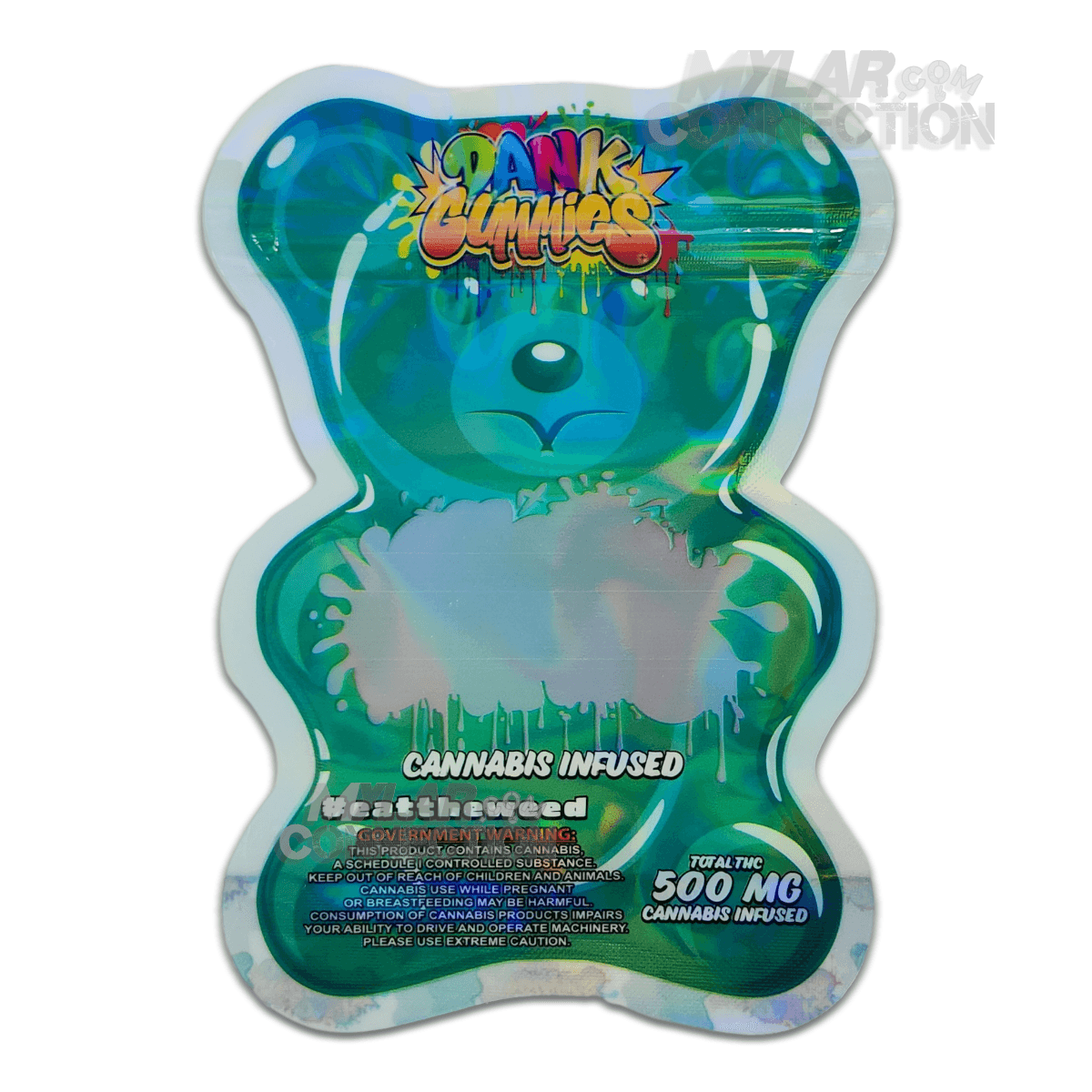 Dank Gummies Large Green Bear Shaped Empty Edibles Die-cut Mylar Bag P ...