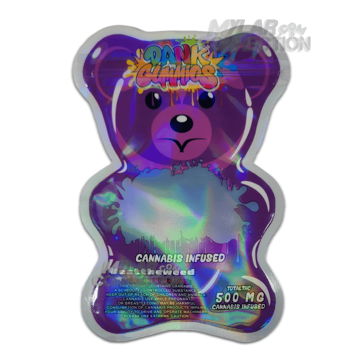 Dank Gummies Large Purple Bear Shaped Empty Edibles Die-cut Mylar Bag ...