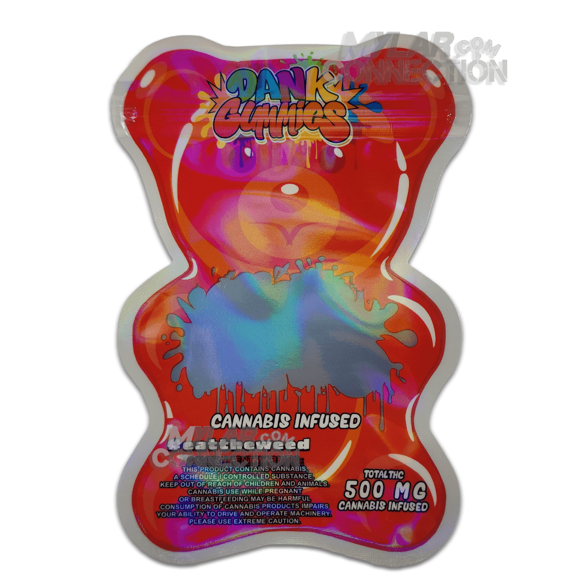 Dank Gummies Large Red Bear Shaped Empty Edibles Die-cut Mylar Bag Pac ...