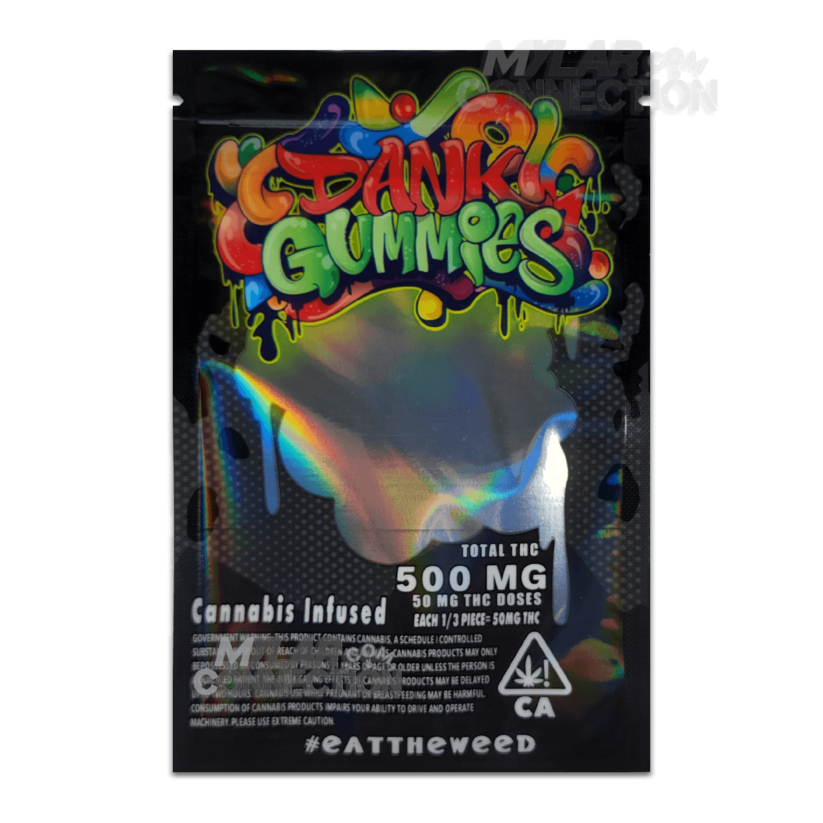 Dank Gummies Black Empty Edibles Mylar Bag Packaging 500mg – Mylar ...