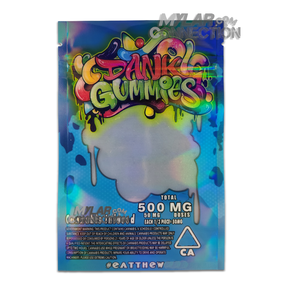 Dank Gummies Blue Empty Edibles Mylar Bag Packaging 500mg – Mylar ...