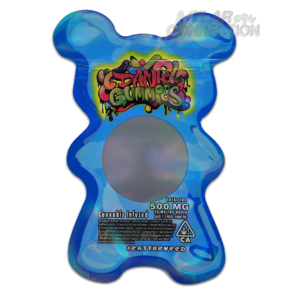 Dank Gummies Bear Shaped Blue Empty Edibles Die-cut Mylar Bag Packagin ...